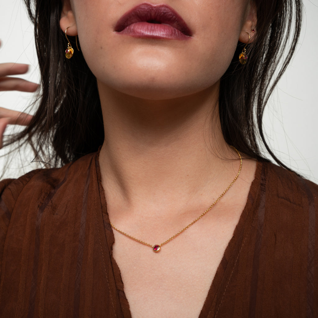 Ruby Round Dewdrop Pendant