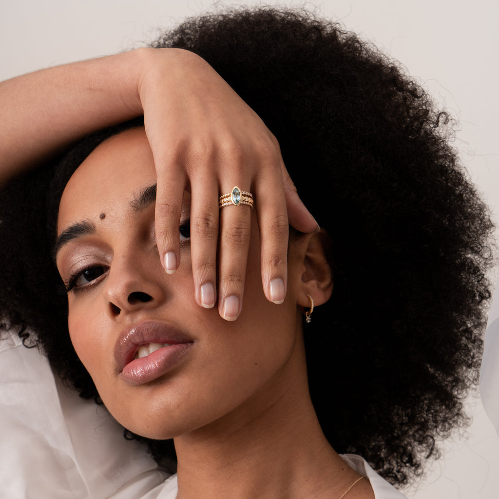 14k Lab Grown Marquise Diamond Bubbles Ring