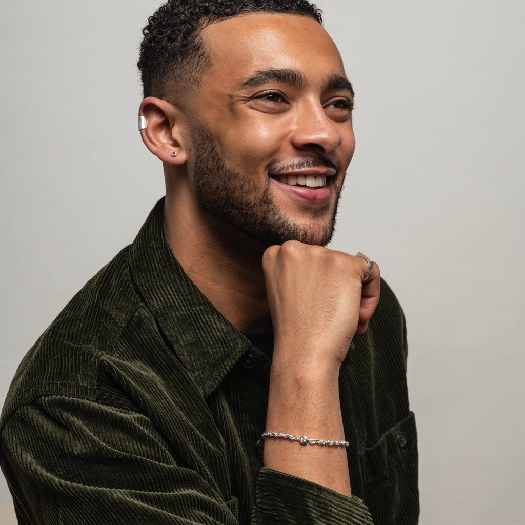 Men's Single 3mm Red Ruby Dewdrop Stud