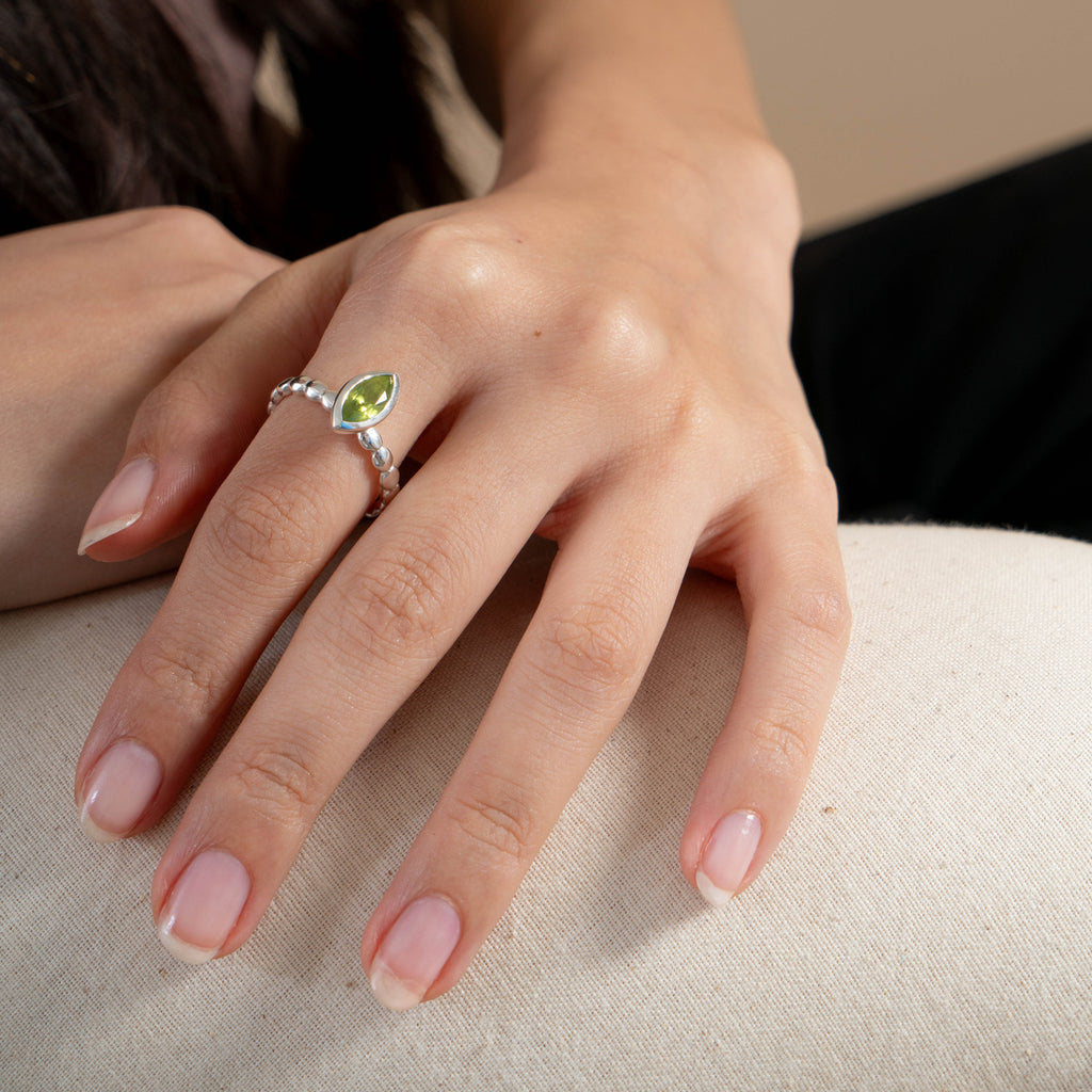 Marquise Peridot Dewdrop Twinkle Ring