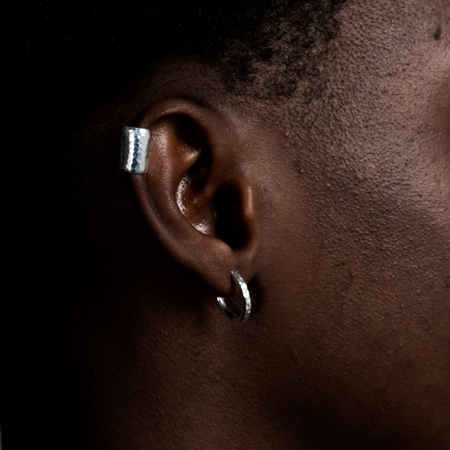 Men's Long Straight Nomad Ear Cuff in Sterling Silver or Gold Vermeil