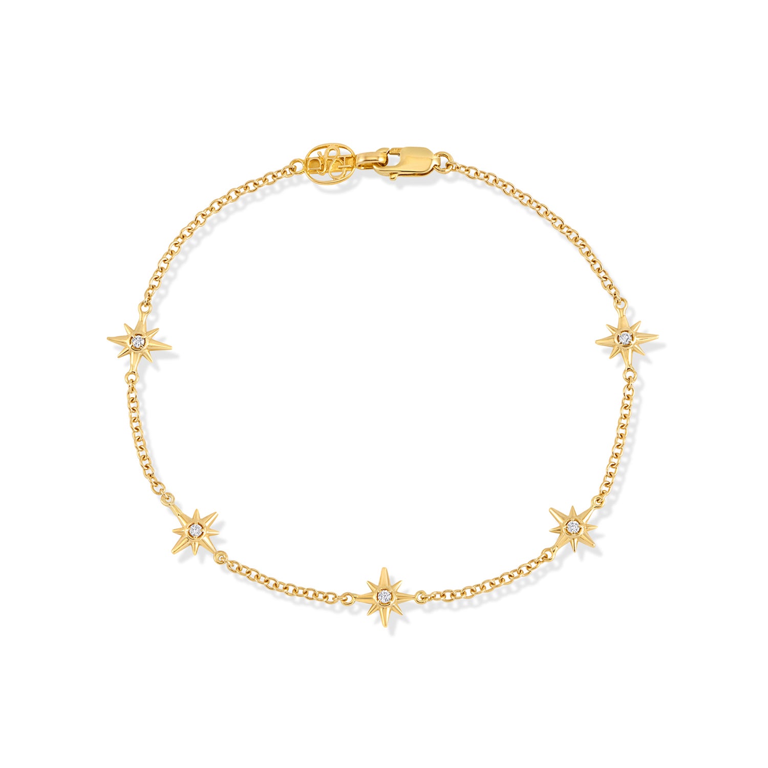 14k Gold & Diamond Five Star Bracelet