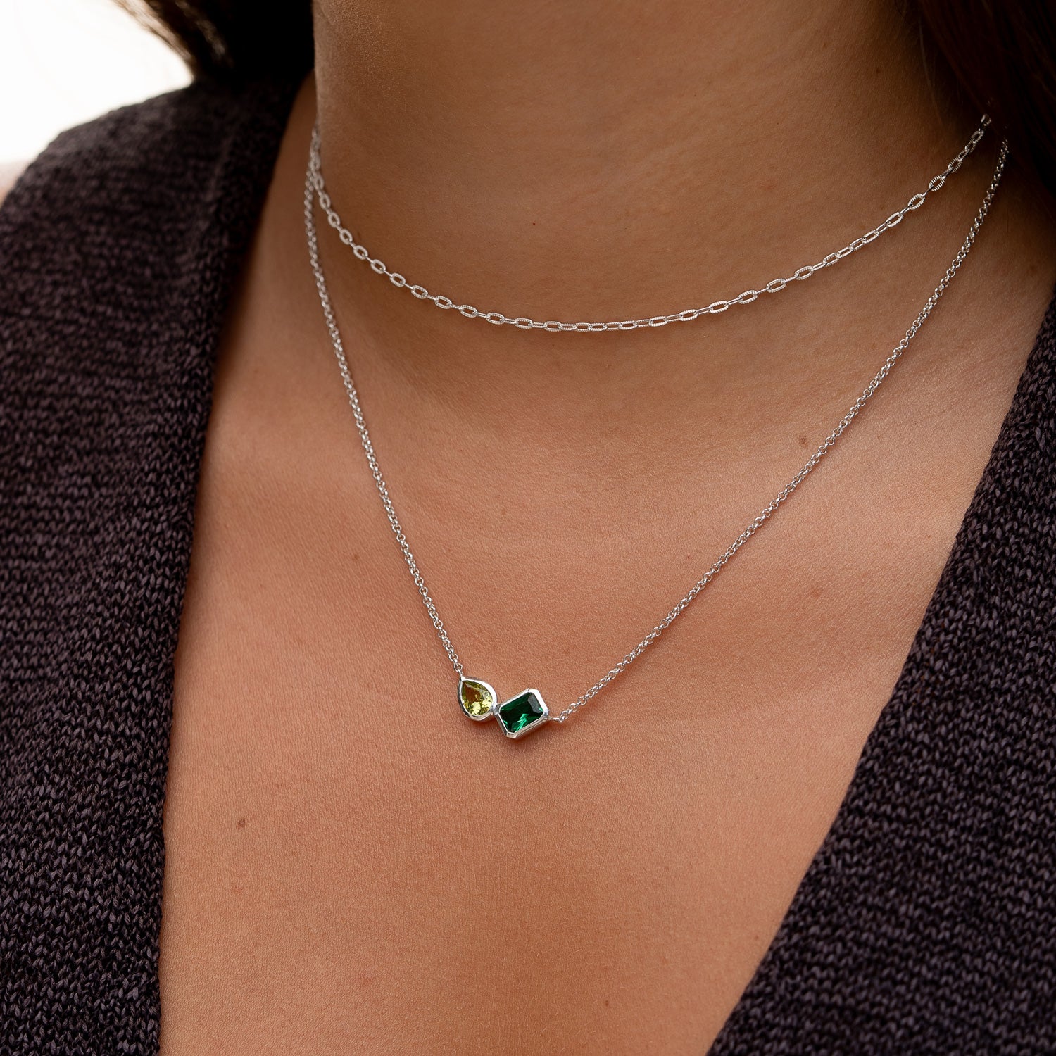 Green Garnet & Peridot Duo Tutti Frutti Necklace