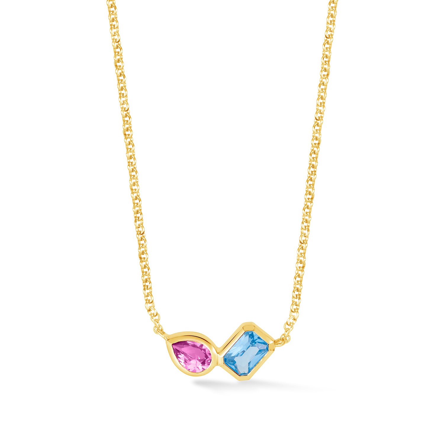 Blue Topaz & Pink Quartz Duo Tutti Frutti Necklace