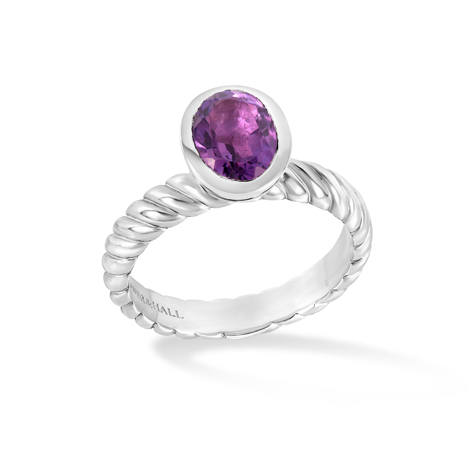 Oval Amethyst Twist Twinkle Ring
