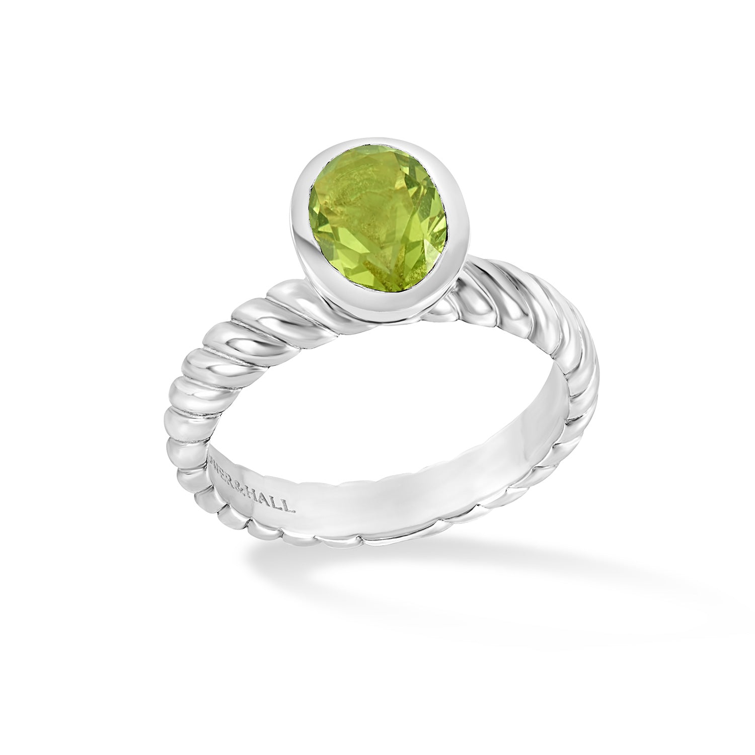 Oval Peridot Twist Twinkle Ring