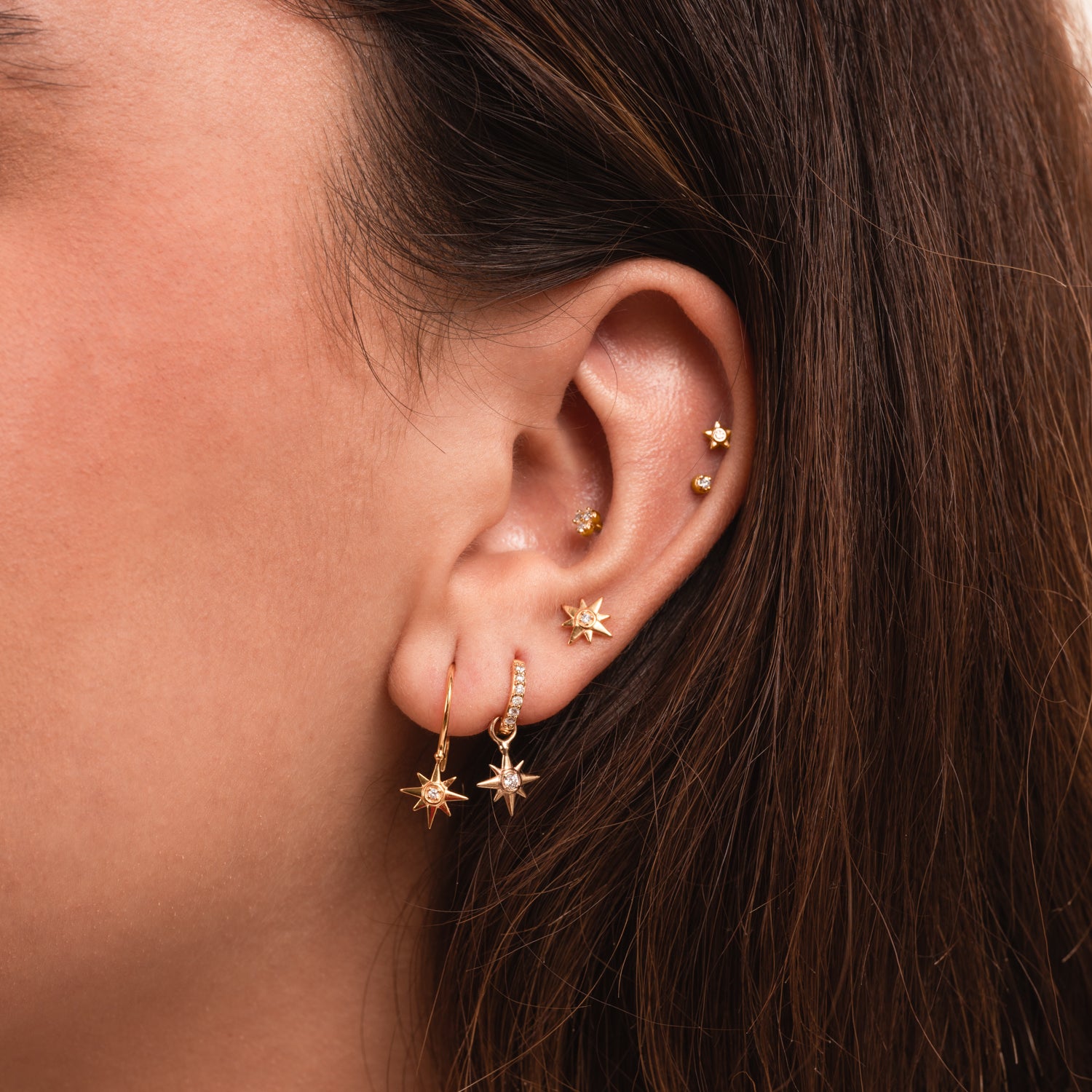 14k Gold North Star Diamond Studs