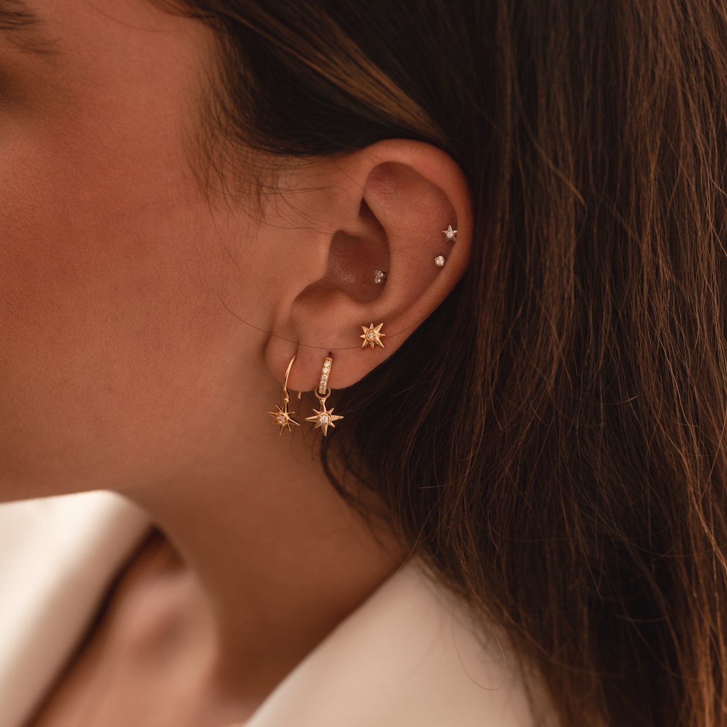 14k Gold North Star Diamond Studs