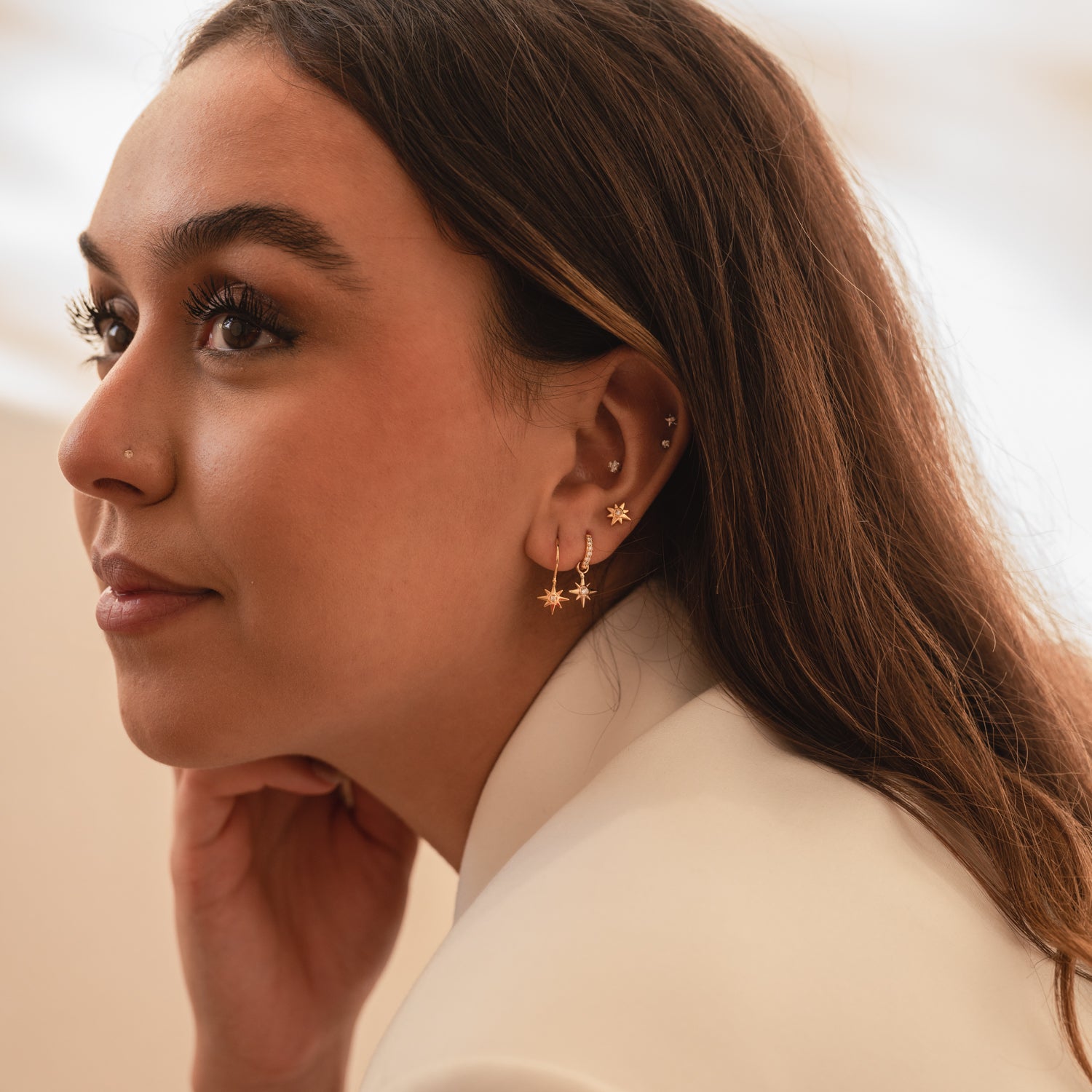 14k Gold North Star Diamond Studs